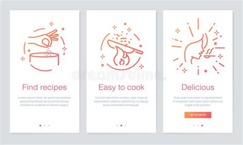 Food And Recipes Concept Onboarding App Screens Modern And Simplified