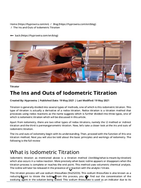 Iodometric Titration Functions And How It Works Pdf Titration