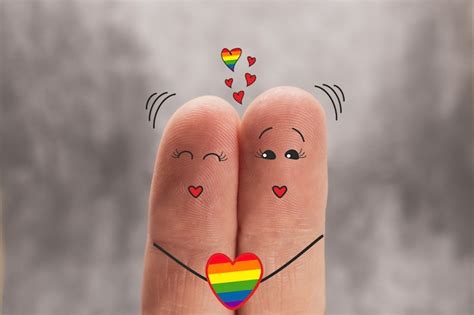 Premium Photo Two Fingers Are Like Two Cartoon People Who Love Each Other Same Sex Love Lgbt