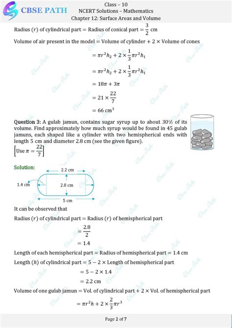 Ncert Solutions For Class 10 Maths Exercise 12 2 Surface Areas And Volumes Cbse Path