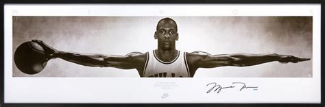 Michael Jordan Signed 72x23 Bulls Wings Nike Poster Uda Coa