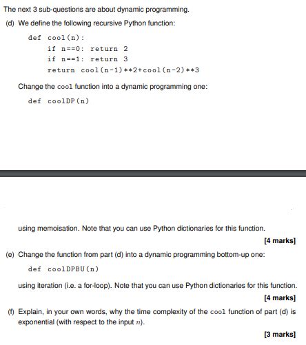 solved the next 3 sub questions are about dynamic