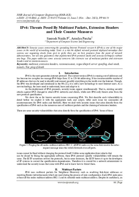 Pdf Ipv6 Threats Posed By Multicast Packets Extension Headers And Their Counter Measures