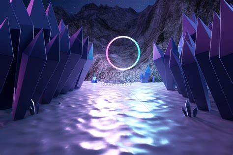 파란색과 보라색 그라데이션 조명 효과 크리스탈 공상 과학 장면 배경 사진 및 창의적인 일러스트 무료 다운로드 Lovepik