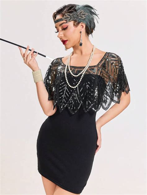 Womens Vintage 1920s Shawl Beaded Sequin Deco Evening Cape Shrug Bolero