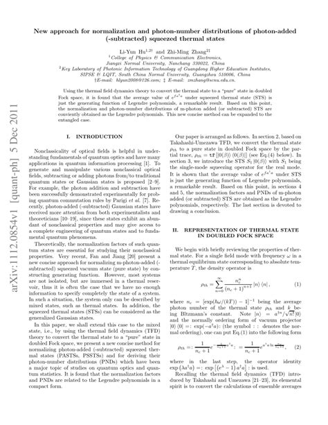Pdf New Approach For Normalization And Photon Number Distributions Of