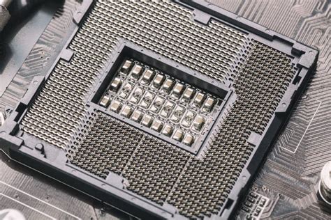 Cpu Socket Of Computer Close Up Image With Selective Focus Stock Image