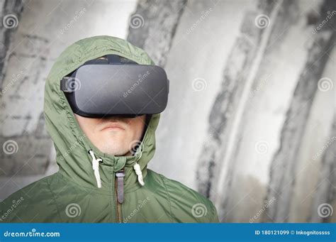 Soldier Of Future Portrait Of A Serious Young Man With Virtual Reality