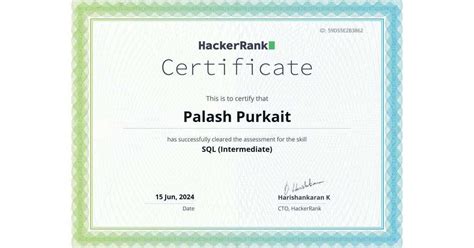 I Earned Hackerrank Sql Certification Palash Purkait Posted On The