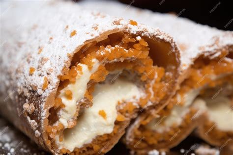 Premium Ai Image Cannoli Shell Closeup Detail Texture Visible