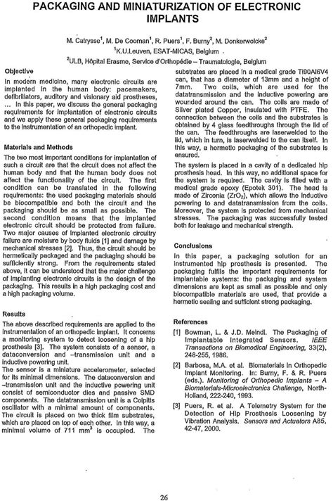 Pdf Packaging And Miniaturization Of Electronic Implants