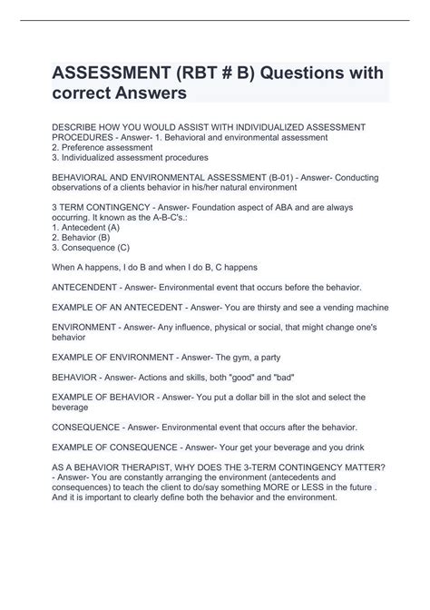 Assessment Rbt B Questions With Correct Answers Rbt Stuvia Us