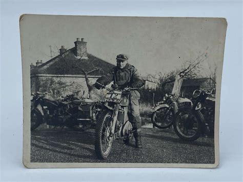 WW2 British Army Dispatch Rider Photograph On Dispatch Bike