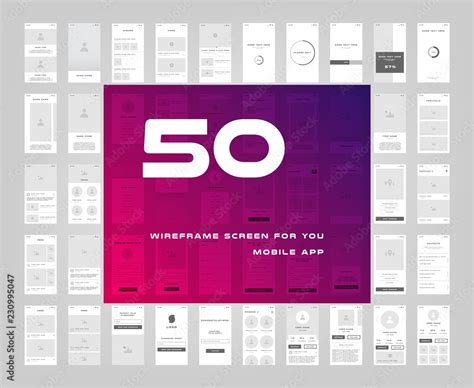 50 In 1 Ui Kits Wireframes Screens For Your Mobile App Gui Template On The Topic Of Singup
