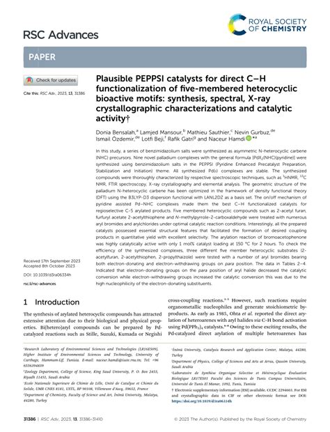 Pdf Plausible Peppsi Catalysts For Direct Ch Functionalization Of