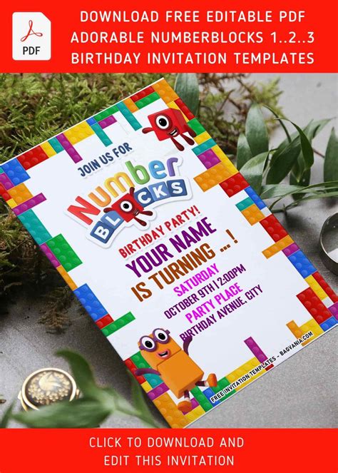 Free Editable Pdf Precious Numberblocks Themed Birthday Invitation