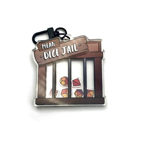 Dice Jail Acrylic Shaker Keychain Playing Possum Clothing Co