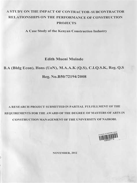 A Study On The Impact Of Contractor Subcontractor Relationships Pdf