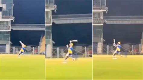 Watch Ms Dhoni Prepares To Demolish Bowlers In Ipl 2024 Hits Gigantic