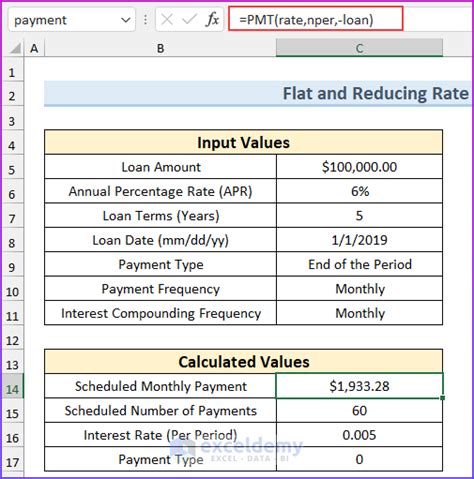 Create Flat And Reducing Rate Of Interest Calculator In Excel