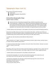 Lab 10 Topographic Maps Docx Topographic Maps Lab 10 For This Lab You Will Need The