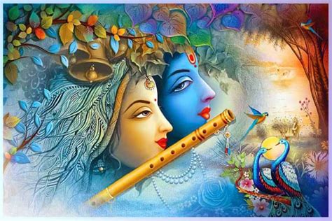 0238 Beautiful Radha Krishna Painting On Canvas HD Image