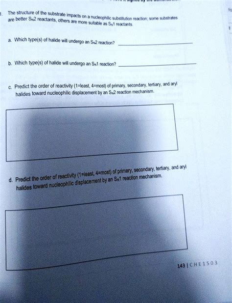 1 The Structure Of The Substrate Impacts On A Nucleophilic Substitution Reaction Some Substrates