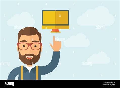 Man Pointing The Monitor Icon Stock Vector Image Art Alamy