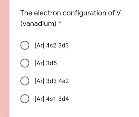 electron configuration of vanadium