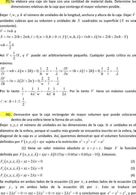 Multiplicadores De Lagrange Pdf Ejercicios Y Ejemplos Resueltos