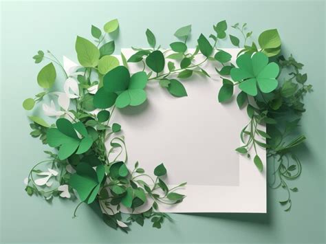 Premium Photo Creative Layout With Green Vine And White Paper
