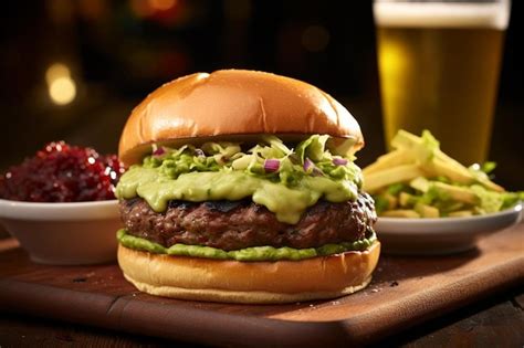 Southwest Chipotle Burger With Guacamole Premium Ai Generated Image