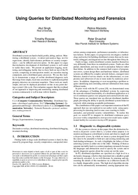 pdf using queries for distributed monitoring and forensics