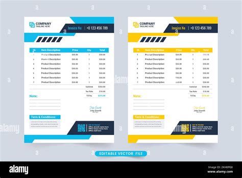 Invoice Template And Billing Paper Layout Design For Modern Business