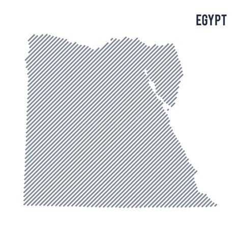 Vector Abstract Hatched Map Of Egypt With Oblique Lines Isolated On A White Background Stock