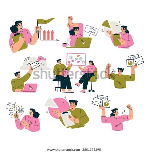 Productive Workflow Man Woman Managing Task Stock Vector Royalty Free 2551375295 Shutterstock