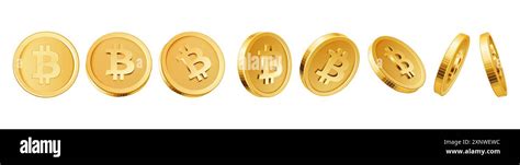 Golden Bitcoin Rotating Coin Virtual Money Cryptocurrency Different