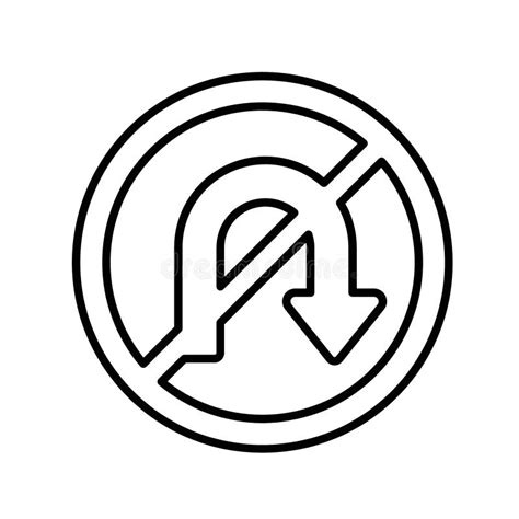 No U Turn Sign Icon For Traffic Regulations Road Safety And Driving