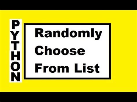 Python Randomly Chooses List Elements YouTube