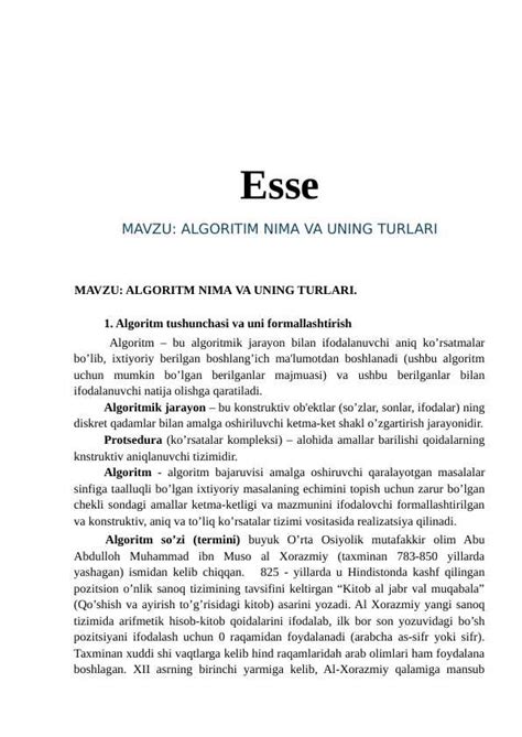 Algoritm Nima Va Uning Turlari