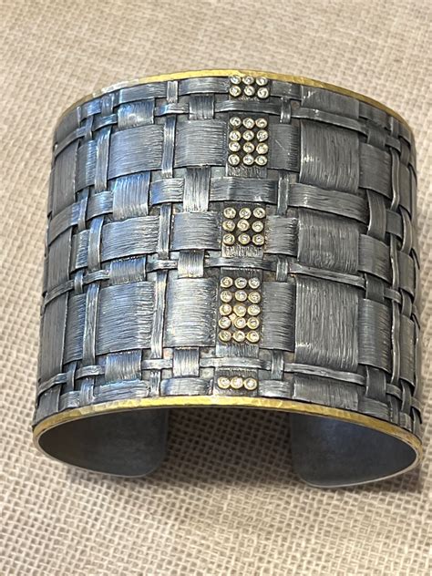 Timeless Sterling Silver And 24k Gold Cuff With Diamonds John Rippel Usa