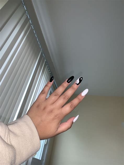 Ying Yang Acrylic Nails Checkered Nails Ying Yang Nails Hard Nails