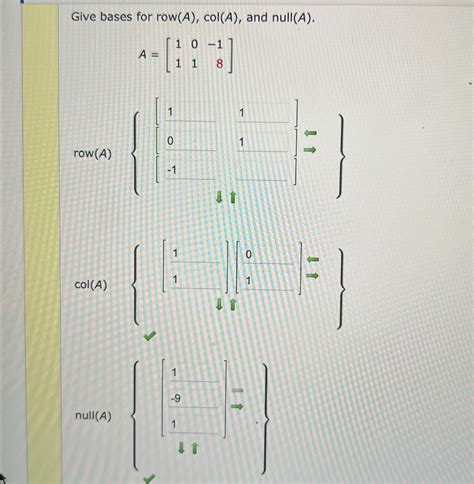 Give Bases For Row A Col A And Chegg