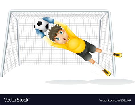 A Boy Practicing To Catch Soccer Ball Royalty Free Vector