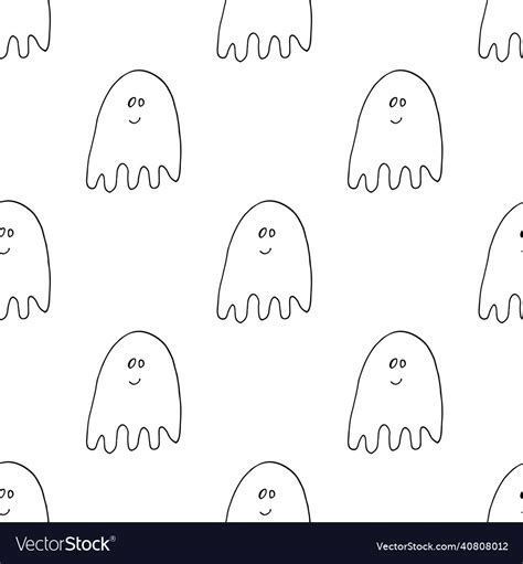 Cute Ghost Seamless Pattern Design Halloween Vector Image