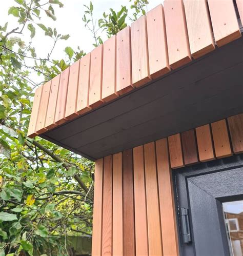 Cedar Batten Overhang Detail For Garden Studio
