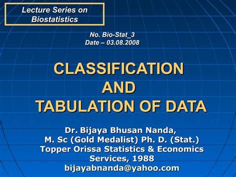 Classification And Tabulation Of Data Ppt