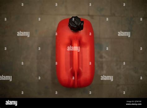 Red Canister Of Fuel Liquid Container Red Plastic Fuel Tank Stock