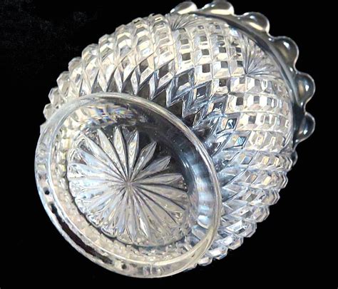 Antique Eapg Pressed Glass Spooner Diamond And Fan Fox Point Manor