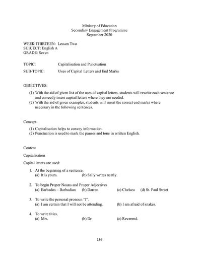 Grade 7 English Language Week 13 Lesson 2 And Answersheet